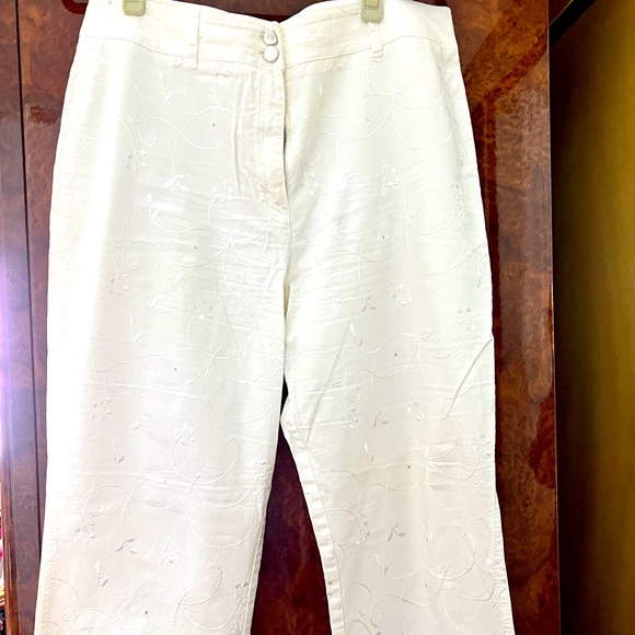 Escada | Jeans | Saleescada White Stretch Jeans With Decor | Poshmark